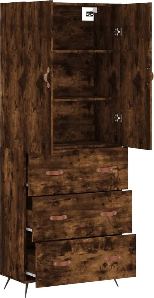 Skříň highboard kouřový dub 69,5 x 34 x 180 cm kompozitní dřevo 3195824
