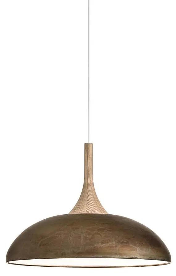 Il Fanale Sombrero, závěsné svítidlo ze dřeva a cortenu, 1x77W E27, prům. 50cm