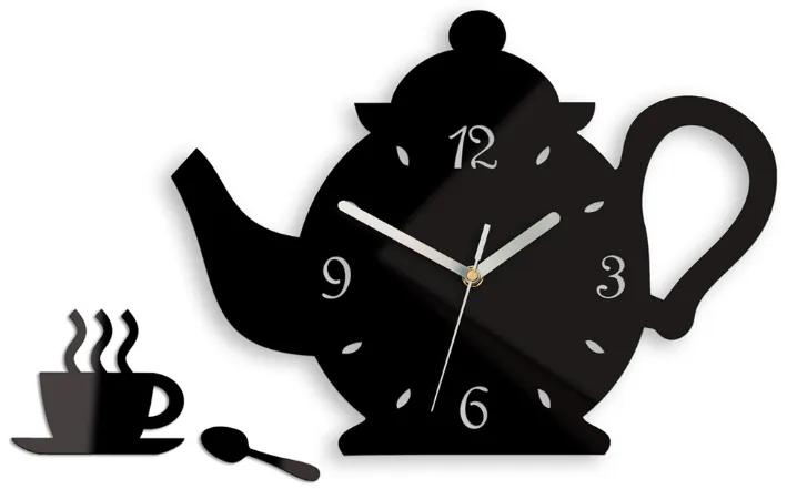 M.Clock Nástěnné akrylové kuchyňské hodiny 47x28cm konvice Barva: černá