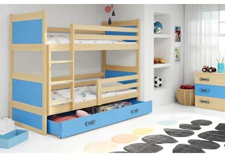 Dětská patrová postel RICO 190x80 cm Modrá Šedá