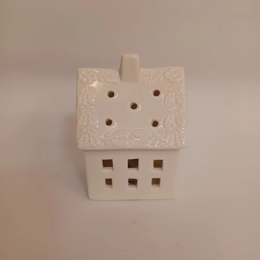 LED dekorace keramický domeček 7 × 6 × 10 cm, teple bílá, 2× LR44