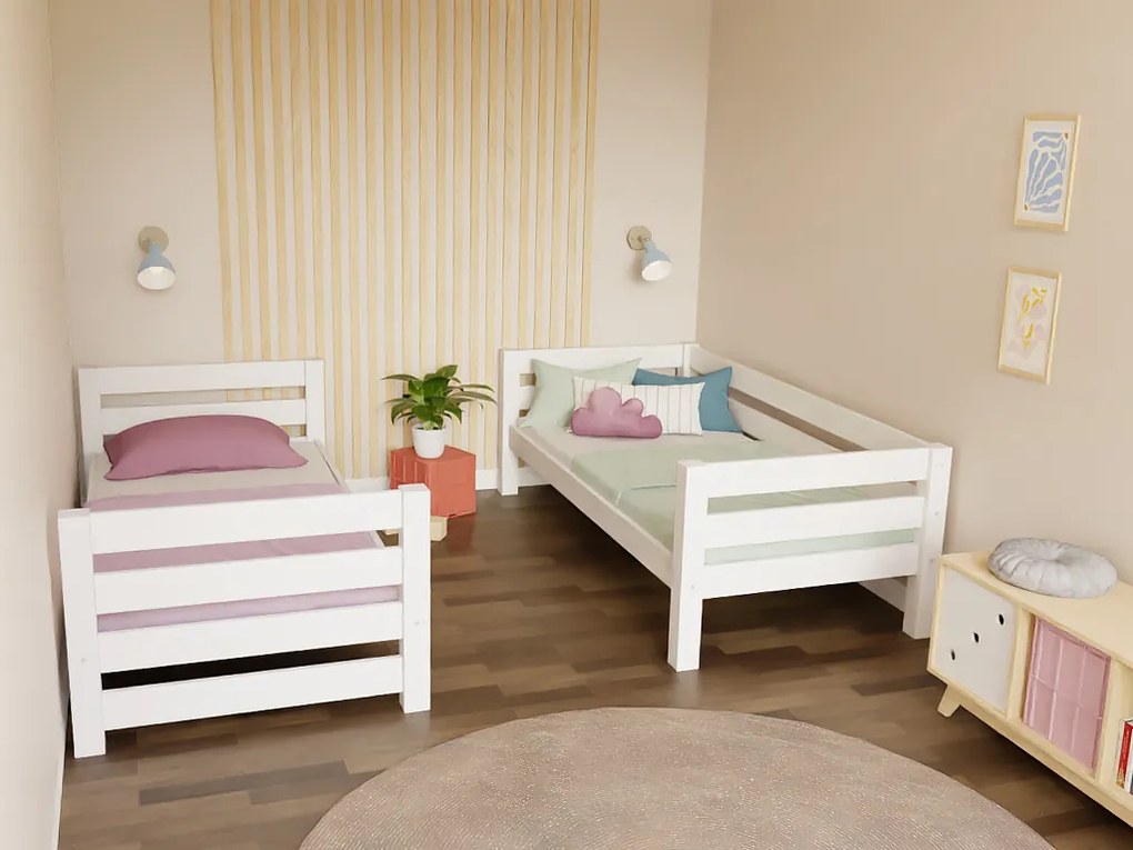 Tartak Meble Dřevěná patrová postel ATLAS pro děti 90x200 cm Zvolte barvu: Bílá, Zvolte šuplík: Úložný šuplík, Zvolte zábranu: Bez spodní zábrany