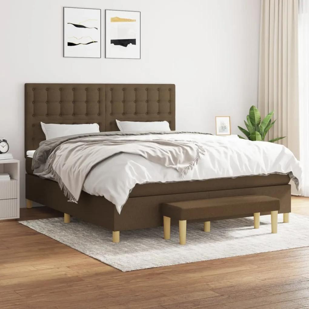 Box spring postel s matrací tmavě hnědá 180x200 cm textil,  3137496