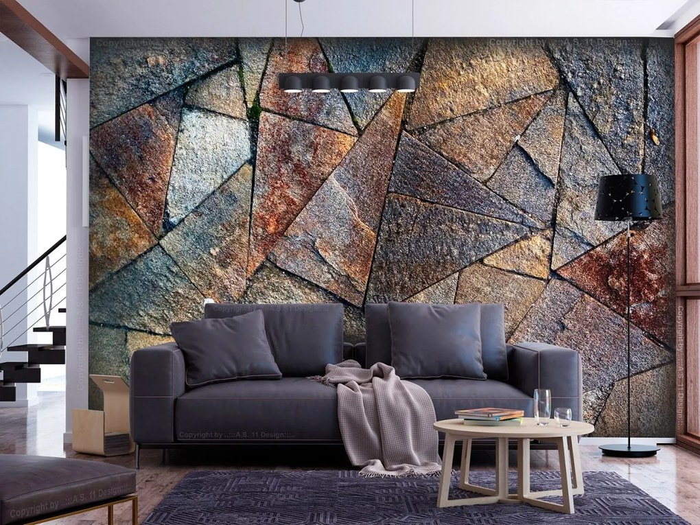 Tapeta kamenná dlažba - barevná (150x105 cm) - Murando DeLuxe
