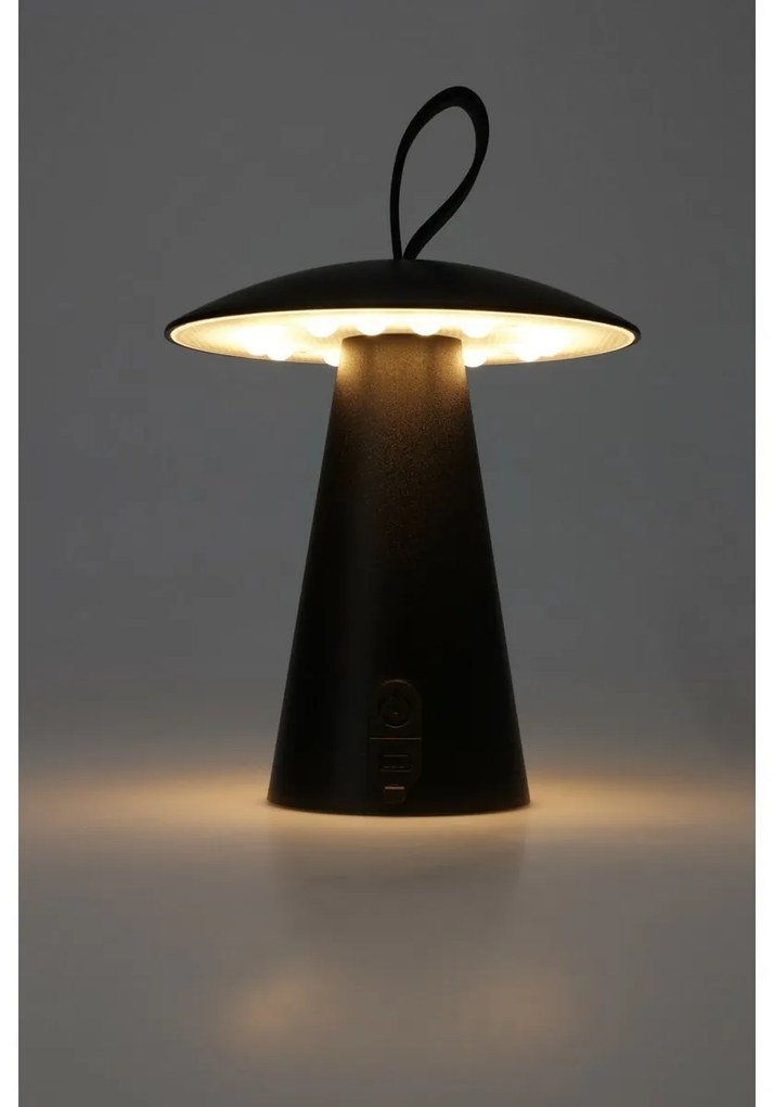 Stolní venkovní přenosná LED lampa Boise, černá, USB, 15 x 17 cm, plast