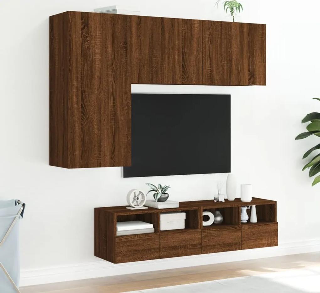 vidaXL 4dílná obývací stěna kompozitní dřevo [3216538] Barva: hnědý dub
