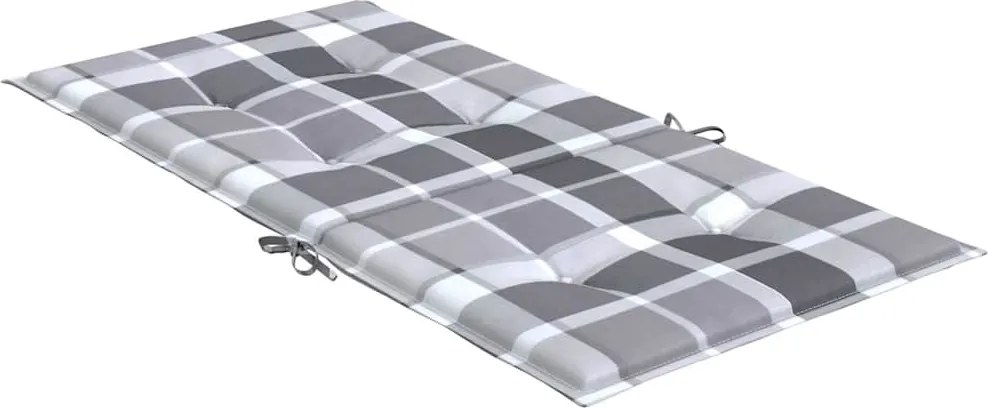 Podušky na židli nízké opěradlo 4 ks šedé kárované 100x50x3 cm 314156