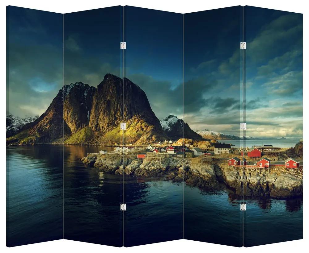 Paraván - Rybářská vesnice v Norsku (210x170 cm)