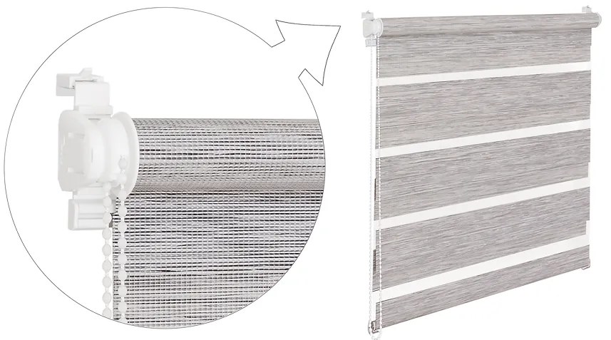 ZEBRA-SHOP Roleta DEN A NOC / MINI / PREMIUM / BÍLO-ŠEDÝ MELÍR / BH 67 Barva mechanizmu: šedá, Výška: 150, Šířka: 80