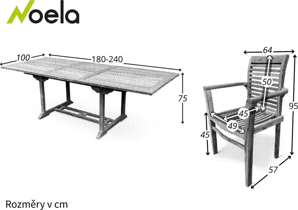Noela Dřevěný zahradní nábytek Faisal I. teak set 1+6