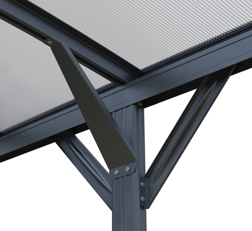 Přístřešek na auto BestBerg BBCP-CP7 / 15,2 m² / 505 x 300 x 219 cm / antracit/šedá