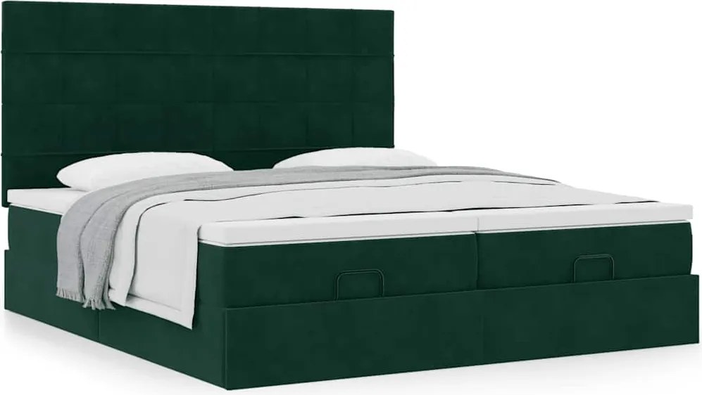 Osmanský rám postele s matracíes tmavě šedá 160x200cm samet 3313769