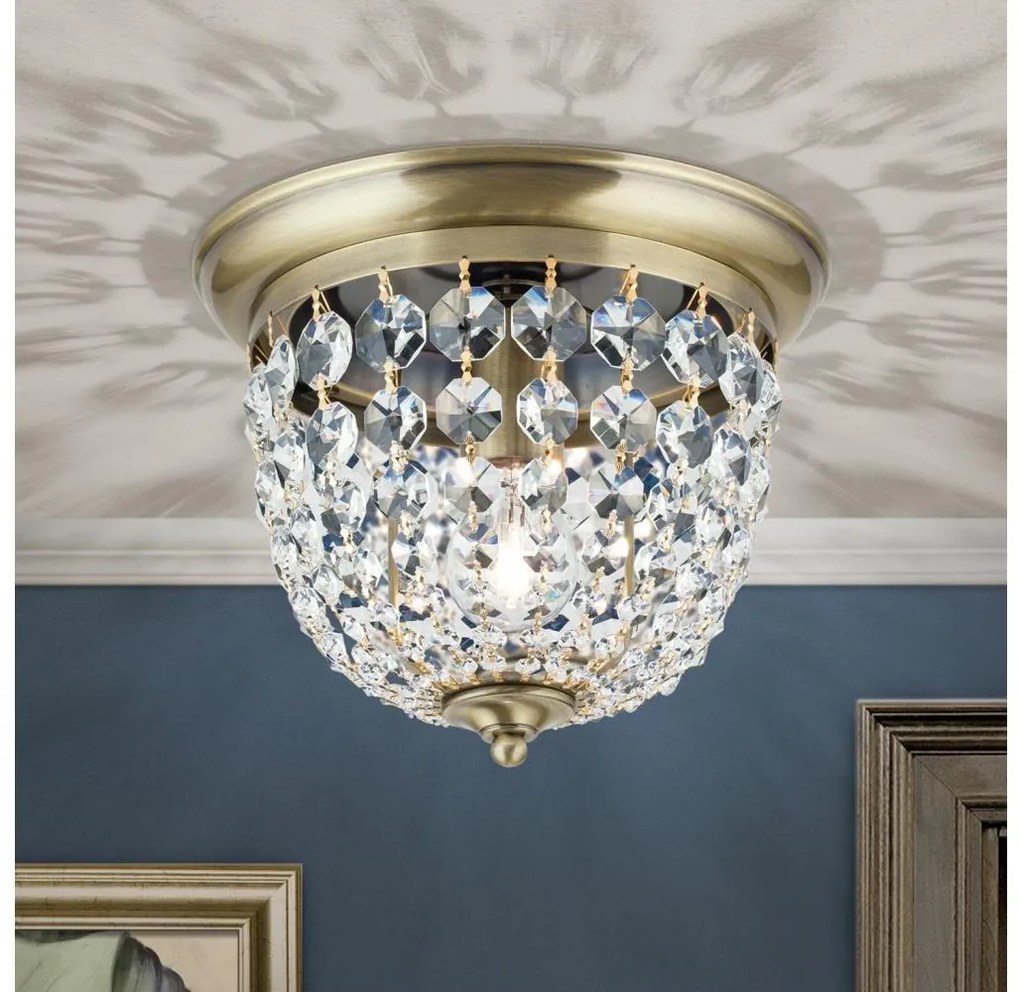 Orion DLU 1840/26-Křišťálové str. svítidlo PLAFOND 1xE27/40W/230V pr.26 cm bronz