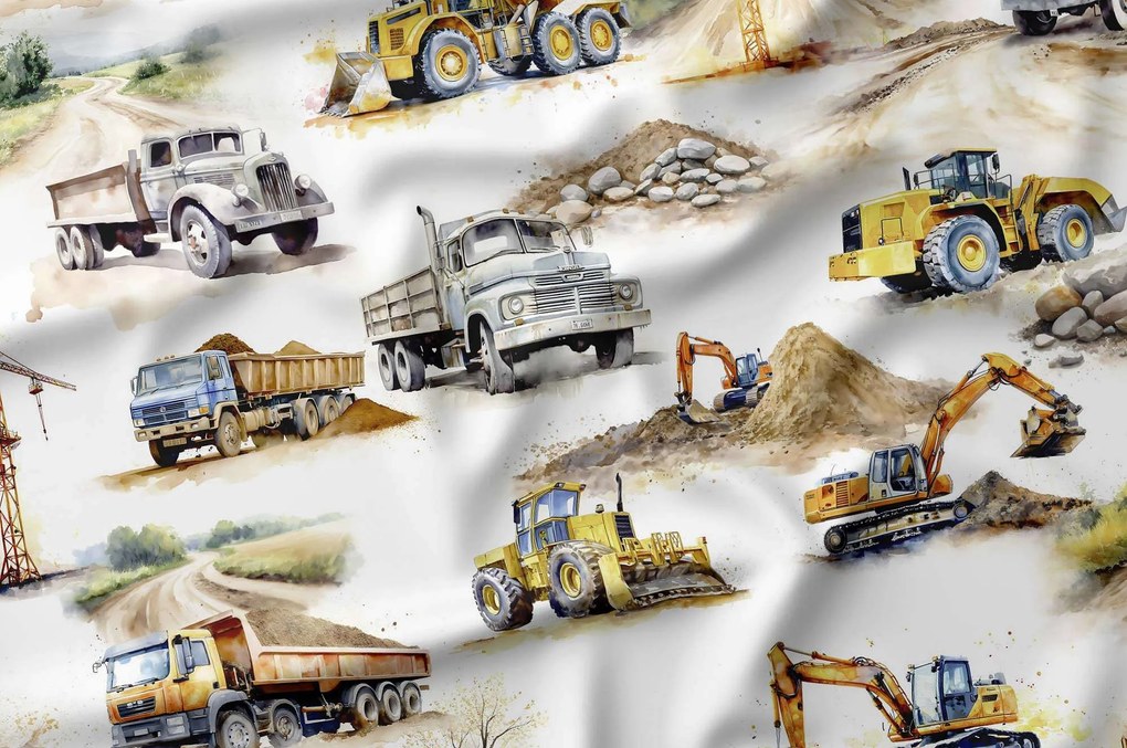 Bavlněný povlak na polštář Stavební stroje Velikost: 40 x 40