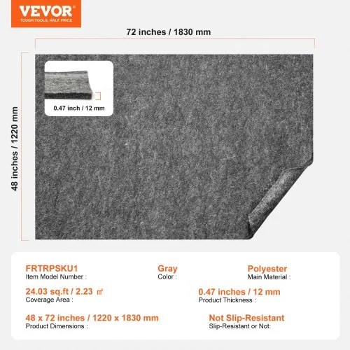Rug Pad Gripper 1,22 × 1,83 m Ochranná podložka na koberec 11,9 mm