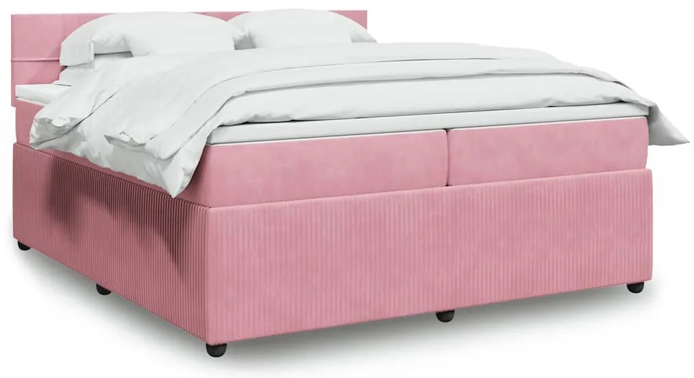 Box spring postel s matrací růžová 200x200 cm samet 3290135