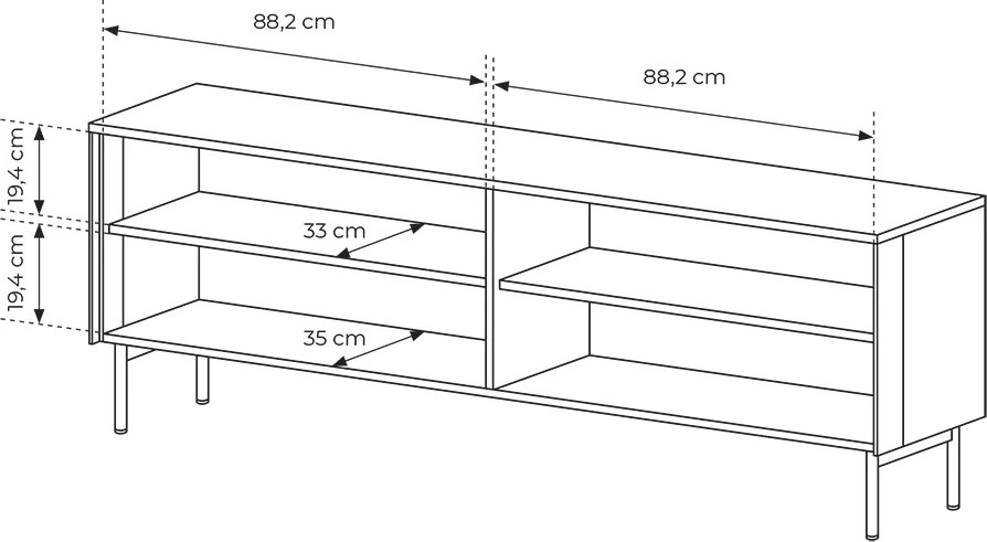LUMI d | TV stolek RTV 181 4D + LED | 181 cm | dub dunin/černá