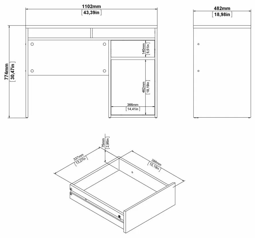 Tvilum Psací stůl Felix 488 beton/bílý lesk