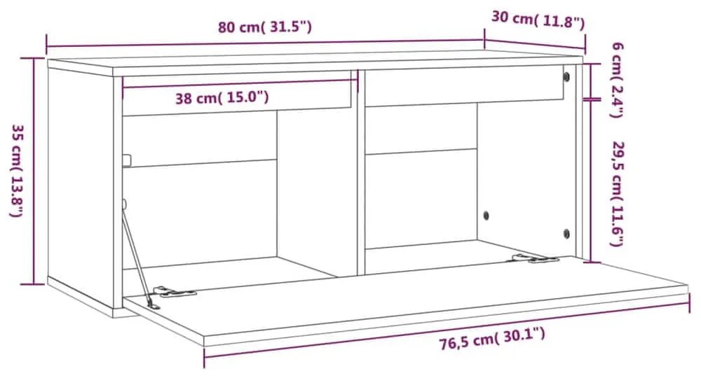 Petromila Nástěnná skříňka černá 80 x 30 x 35 cm masivní borové dřevo