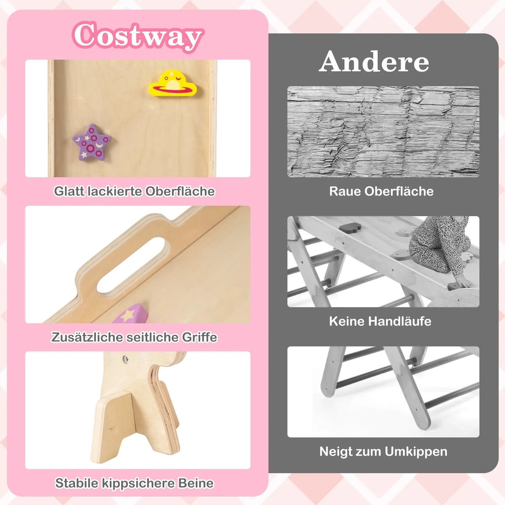 Costway Trojúhelníkový set 9-in-1 skládací lezecká hračka Montessori dřevěná