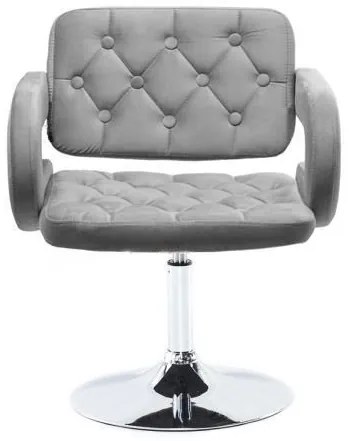 LuxuryForm DESIGN Židle ADRIA VELUR na stříbrné kulaté podstavě - šedá