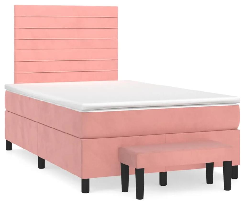 Box spring postel s matrací růžová 120x190 cm samet,  3270480
