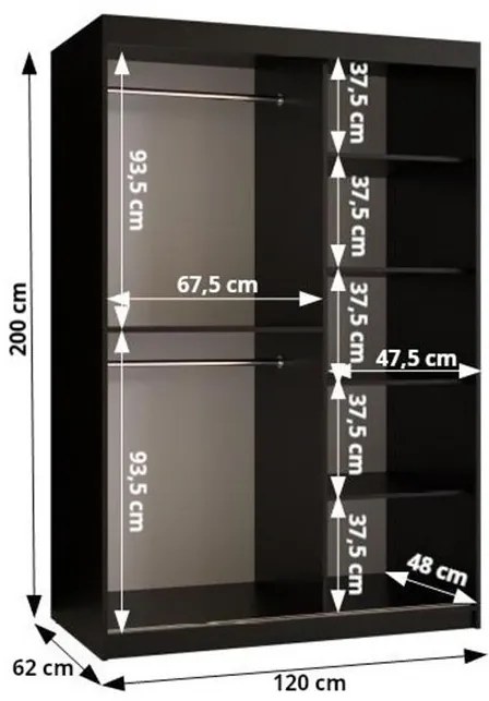 Šatní skříň Ramiro 1 | 120 cm | černá