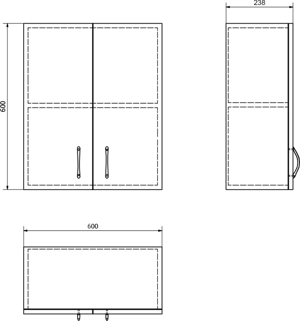 Aqualine Aqualine, SIMPLEX ECO závěsná skříňka 60x60x24cm, SIME535