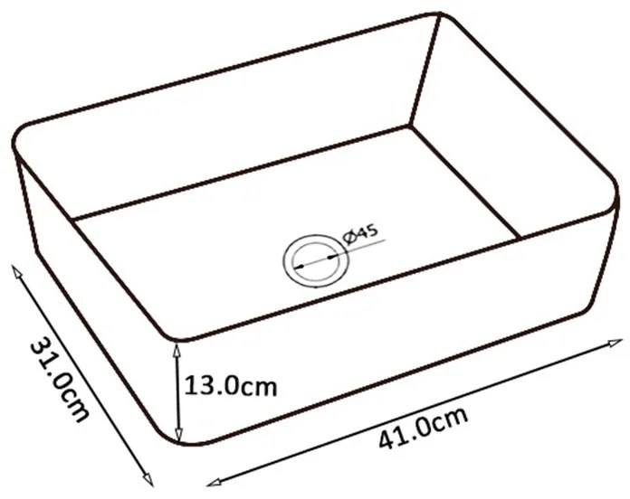 BPS-koupelny Keramické umyvadlo na desku HYD-LO-WH-410 41x31 cm, bílé