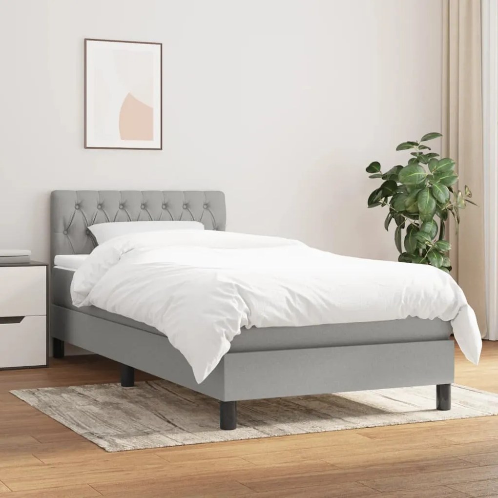 Box spring postel s matrací světle šedý 100 x 200 cm textil 3140273