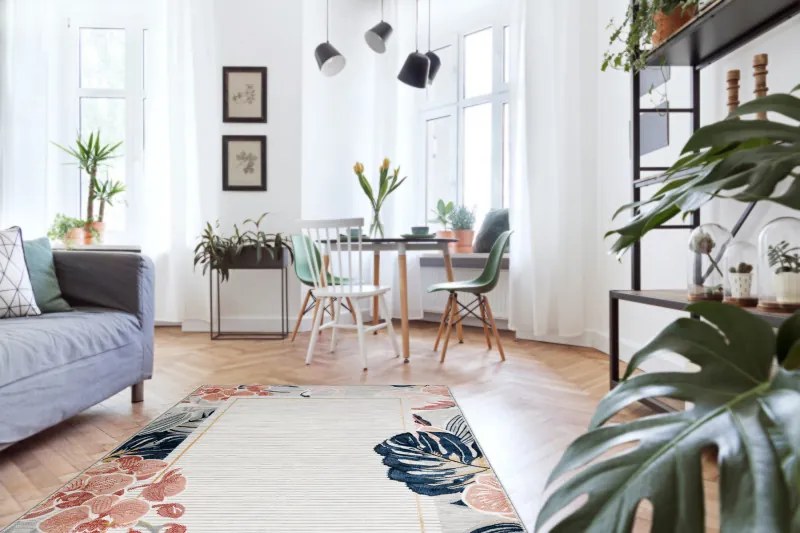 Dywany Łuszczów, Kusový koberec Botanic 65240 Flamingo grey – na ven i na doma, 157x220, vícebarevná, chodba / předsíň