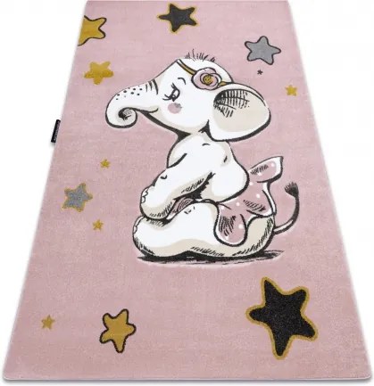 Makro Abra  Dětský kusový koberec PETIT Slůně růžový 200 x 290
