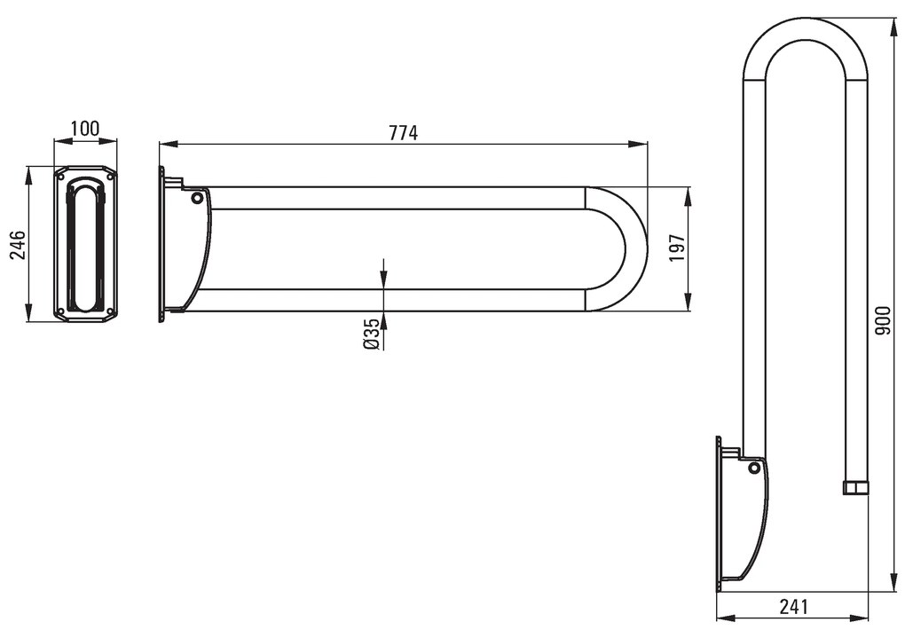 Deante Vital příslušenství, nástěnné sklopné kovové madlo 760 mm, ocel kartáčovaná, NIV_041D
