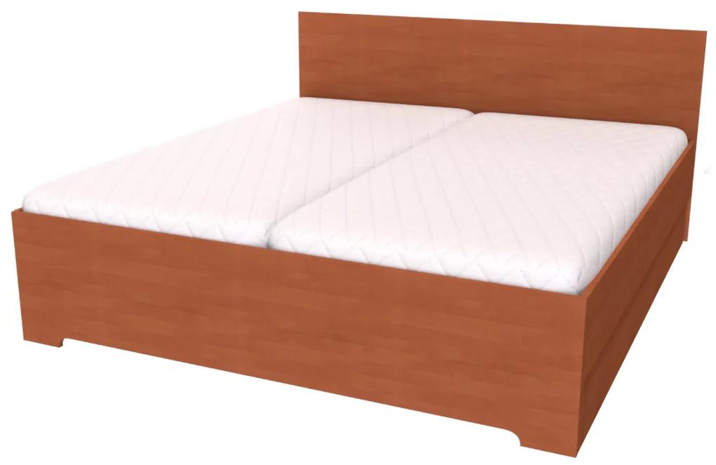 Nábytek Mikulík Dvoulůžková retro postel DINO s úložným prostorem, 160×200 cm Dekor: Buk