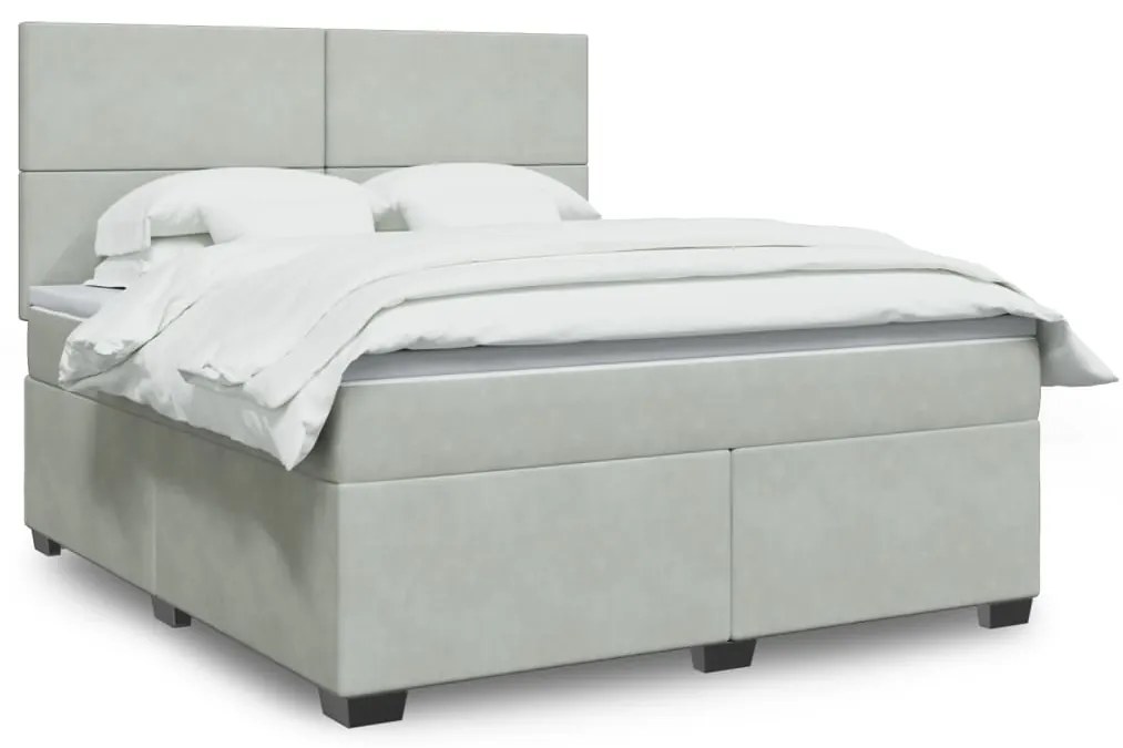 Box spring postel s matrací světle šedá 180x200 cm samet 3293272