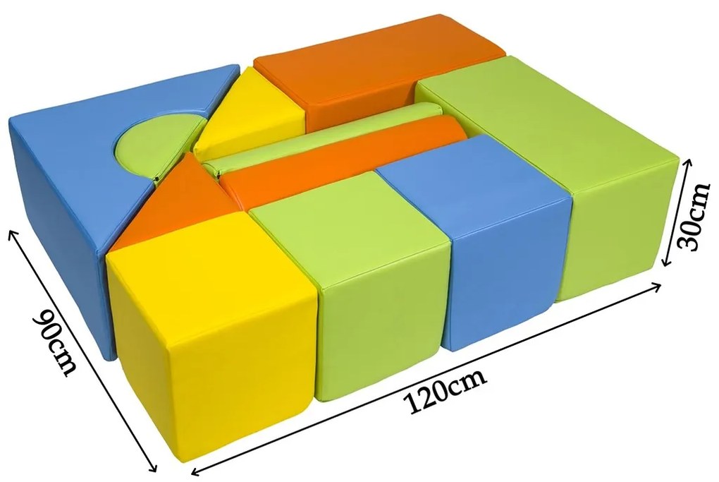 Pěnové kostky-obří stavebnice 11 ks yellow-green-orange-light blue