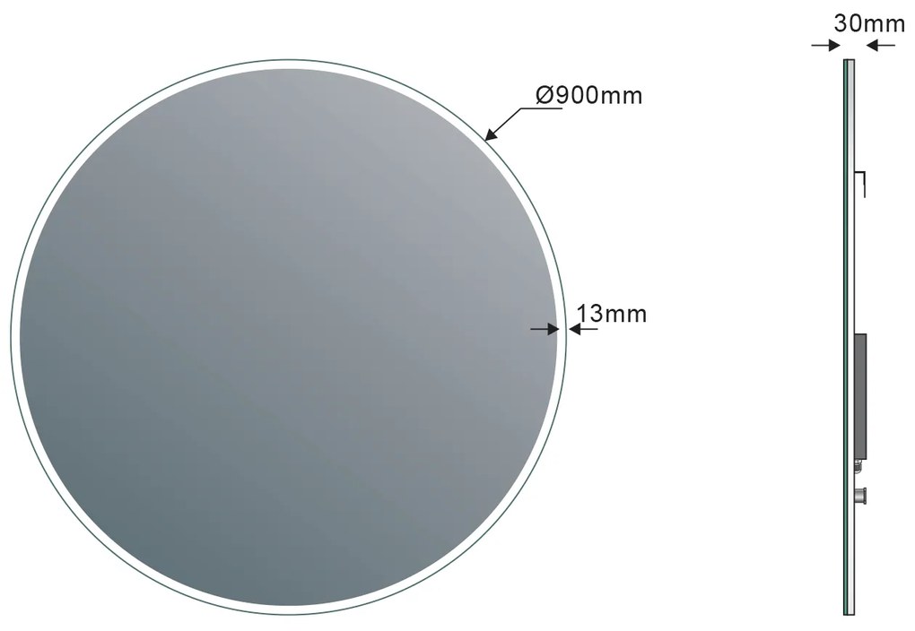 Sapho Sapho, VISO kulaté zrcadlo s LED osvětlením, ø 90cm, VS090