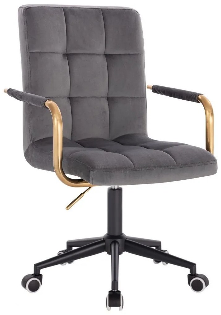 LuxuryForm DESIGN Otočná židle VERONA GOLD VELUR na černé podstavě s kolečky - tmavě šedá