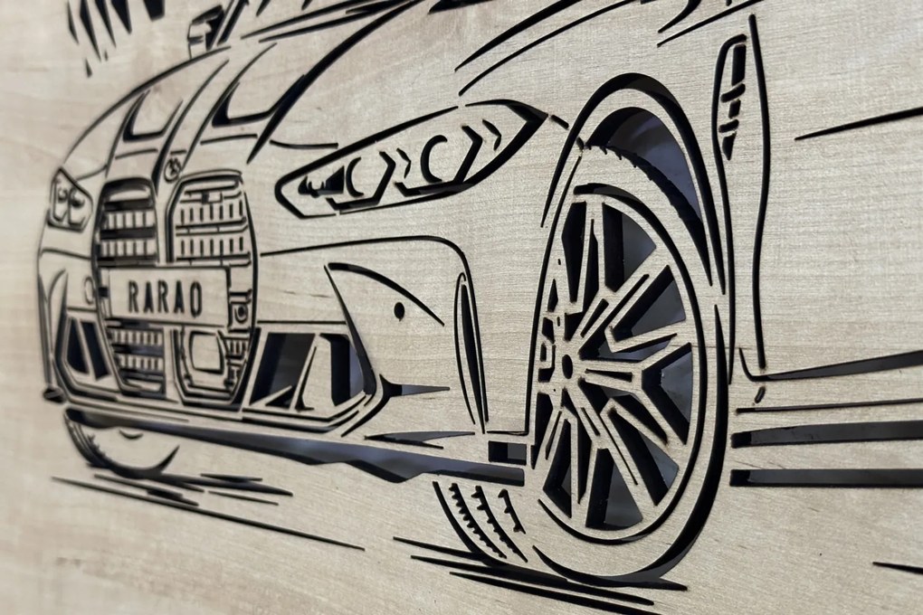 Li-Go "BMW" světelný obraz 230V 70x70 cm provedení povrchu: ořech