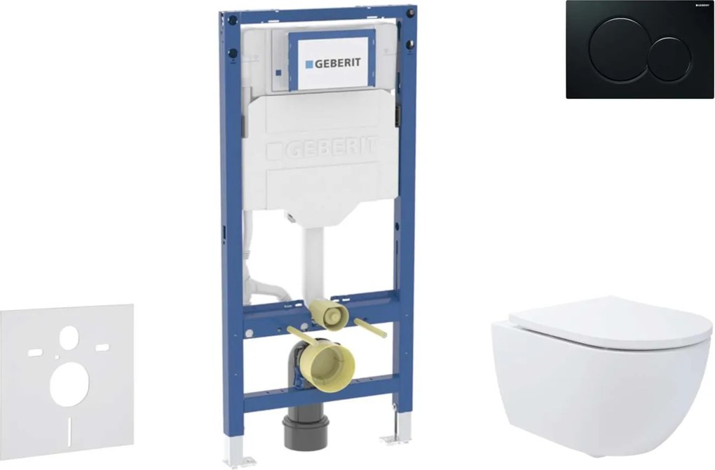 SANITINO - Set předstěnové instalace, klozetu Oudee a sedátka softclose, tlačítko Sigma01, černá SANI11CA5197
