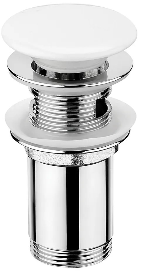 BPS-koupelny Výpusť umyvadlová CLICK-CLACK 5/4 s keramickou zátkou a přepadem - CC6829W, chrom/bílá