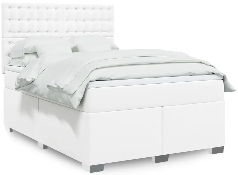 Box spring postel s matrací bílá 160x200 cm umělá kůže 3293029
