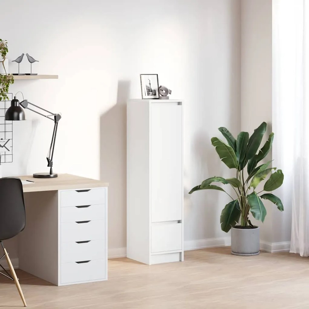 Highboard White 29,5x34x119,5 cm Dřevěná konstrukce