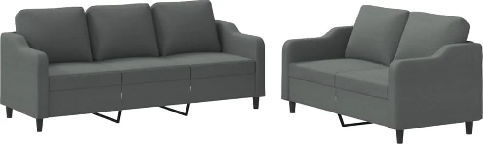 2dílná sedací souprava s poduškami tmavě šedá textil 3201835