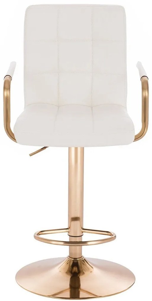 LuxuryForm DESIGN Barová židle VERONA GOLD na zlaté kulaté podstavě - bílá