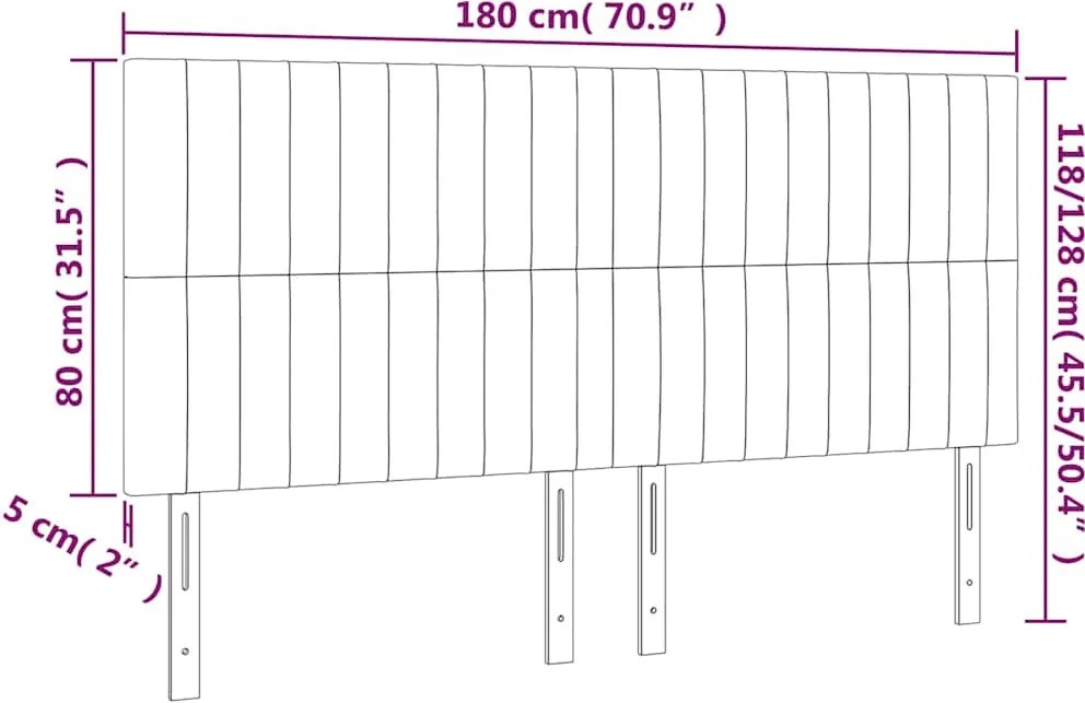 Čelo postele s LED černé 180x5x118/128 cm textil 3122678