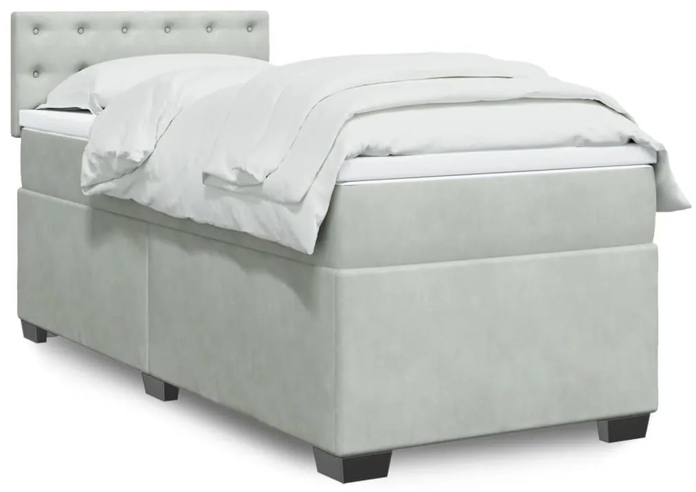 Box spring postel s matrací světle šedá 90x200 cm samet 3286210
