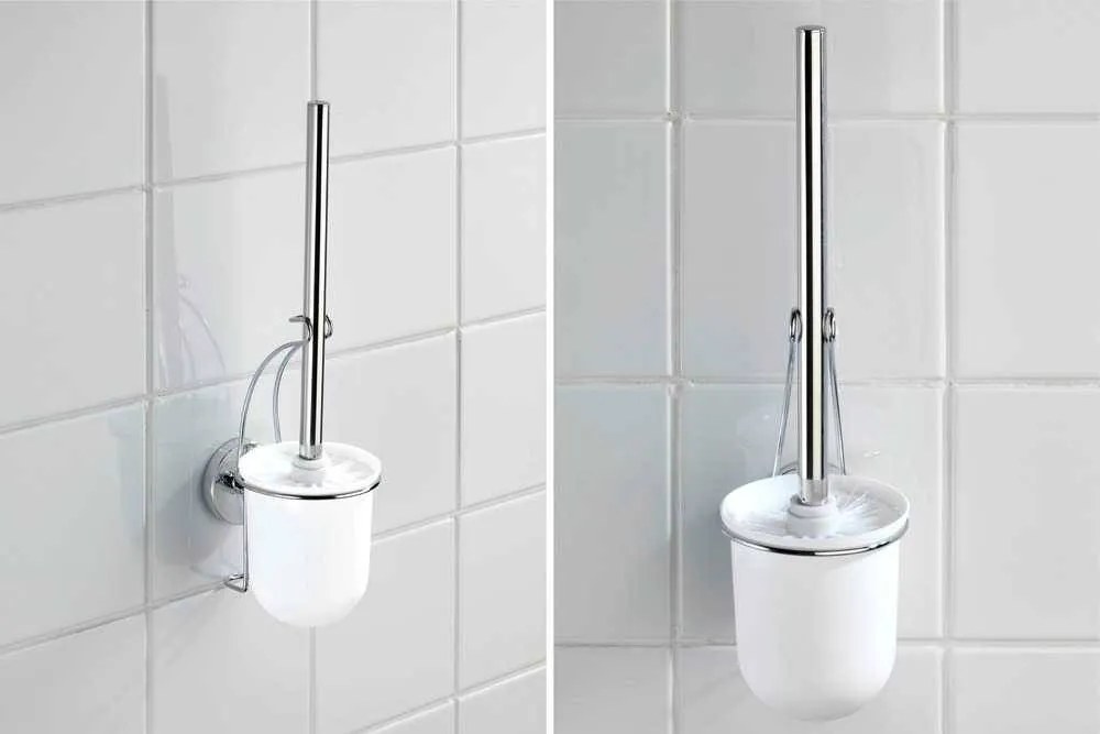 Nádoba na WC MILAZZO + štětka,Vacuum-Loc, chromovaná ocel, WENKO