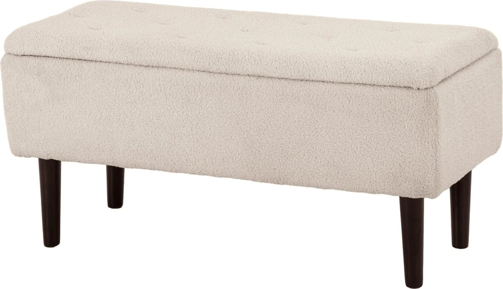HOMCOM úložná lavice do ložnice s kapacitou 47 l, odklápěcí víko a dřevěné nohy, nosnost 120 kg, 95x38x45 cm, béžová