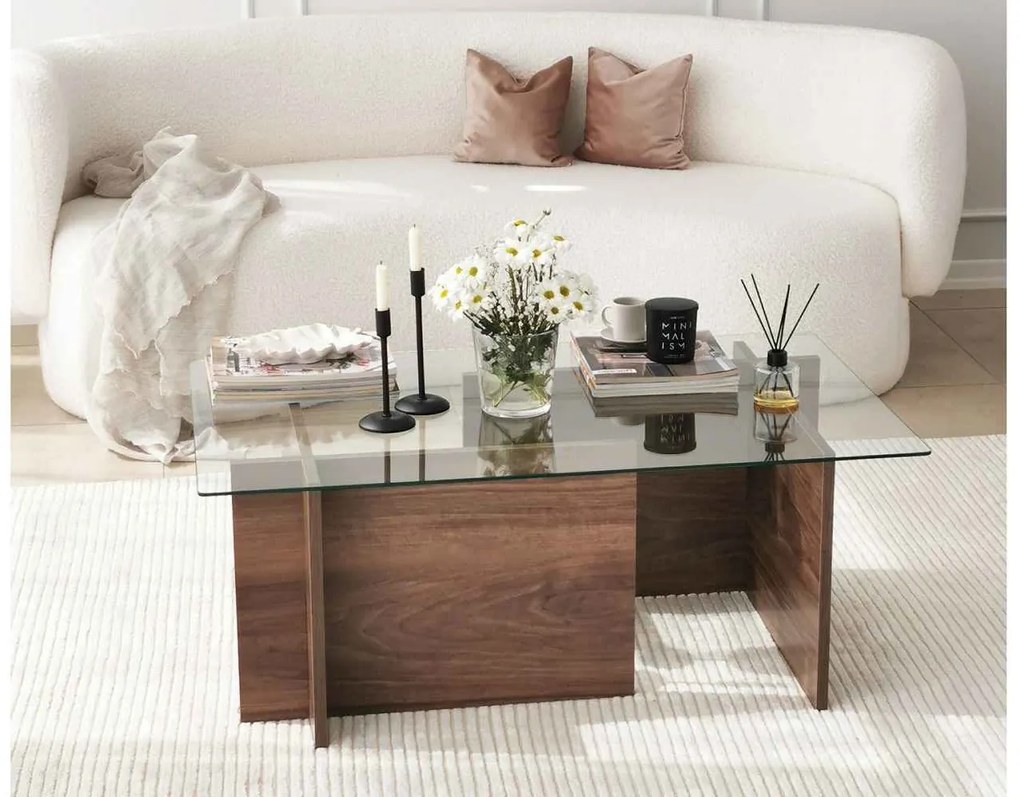 Designový konferenční stolek Belicia II 105 cm vzor ořech